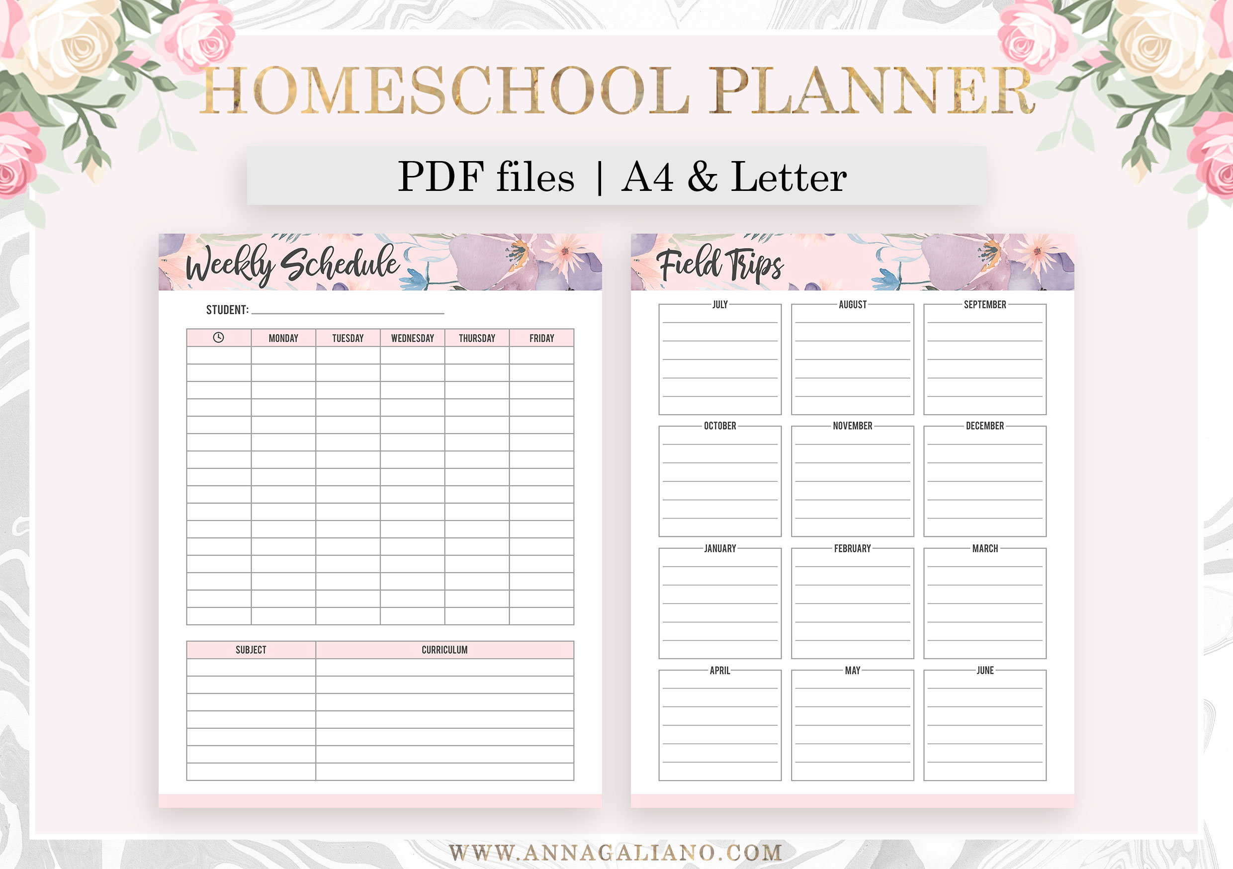 Homeschool Planner Printable Lesson Planner Teacher Planner - Etsy