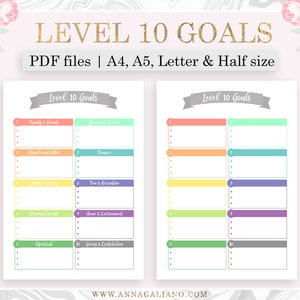 Level 10 Life Printable, Wheel of Life, Goal Planner, Goal Setting ...