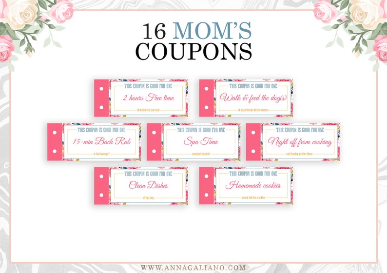 Mother's Day Gift, Coupon Book for Mom, Mom Coupons, Mother's Day ...