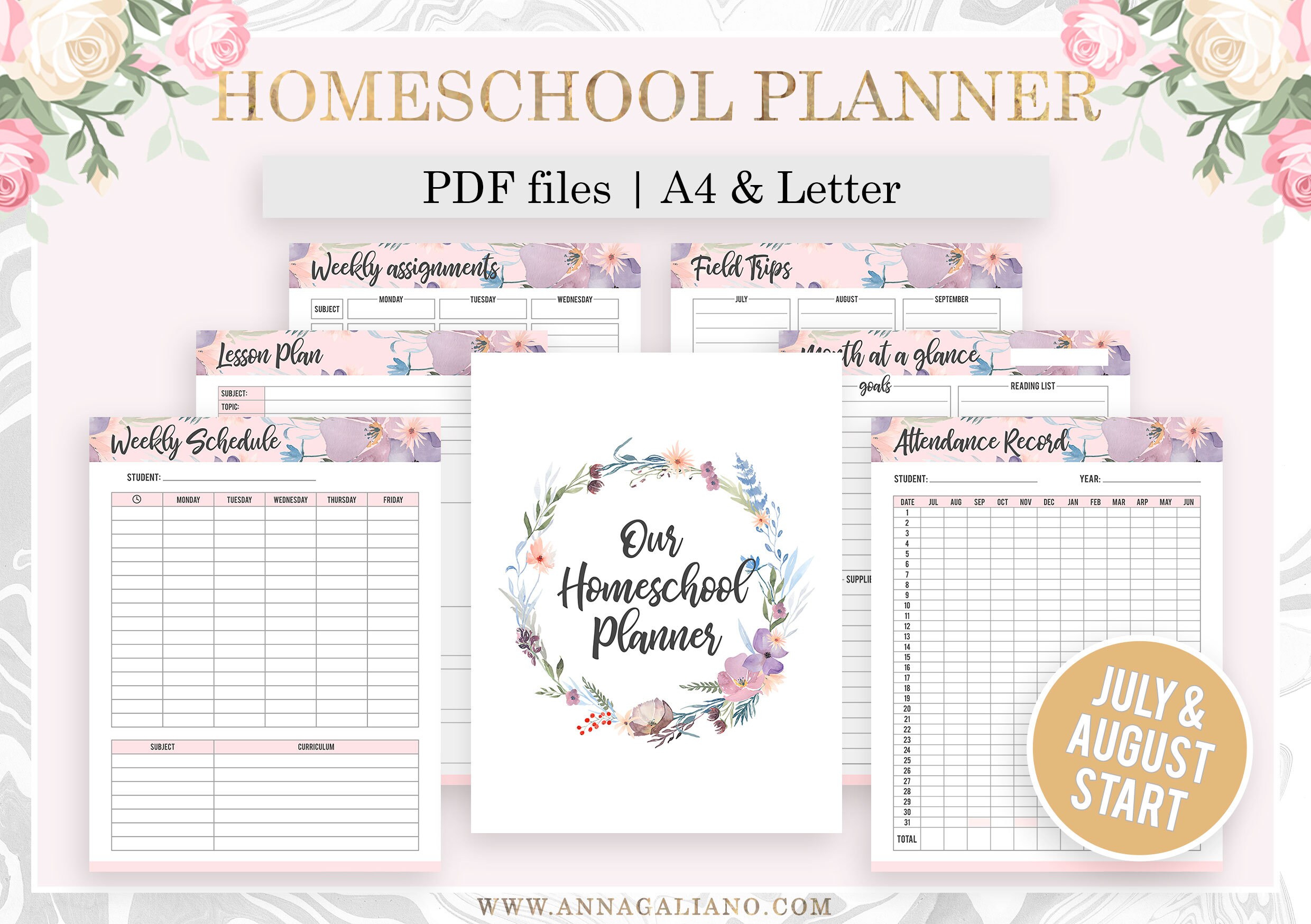 Homeschool Planner Printable Lesson Planner Teacher Planner | Etsy