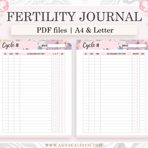 Fertility Journal Printable, Fertility Planner, TTC Planner, Ovulation ...