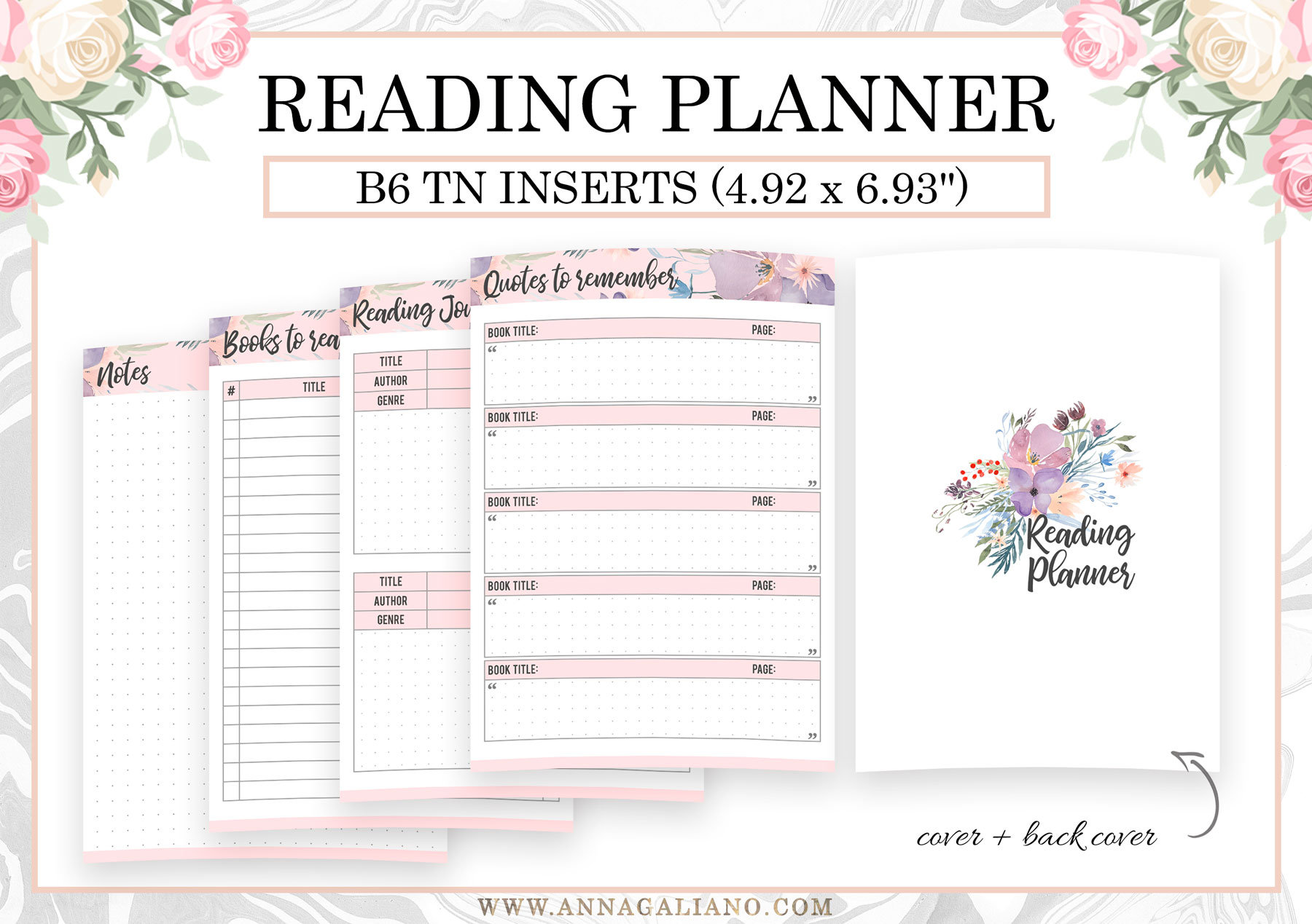 Reading Planner B6 TN Inserts Reading Journal Books to | Etsy