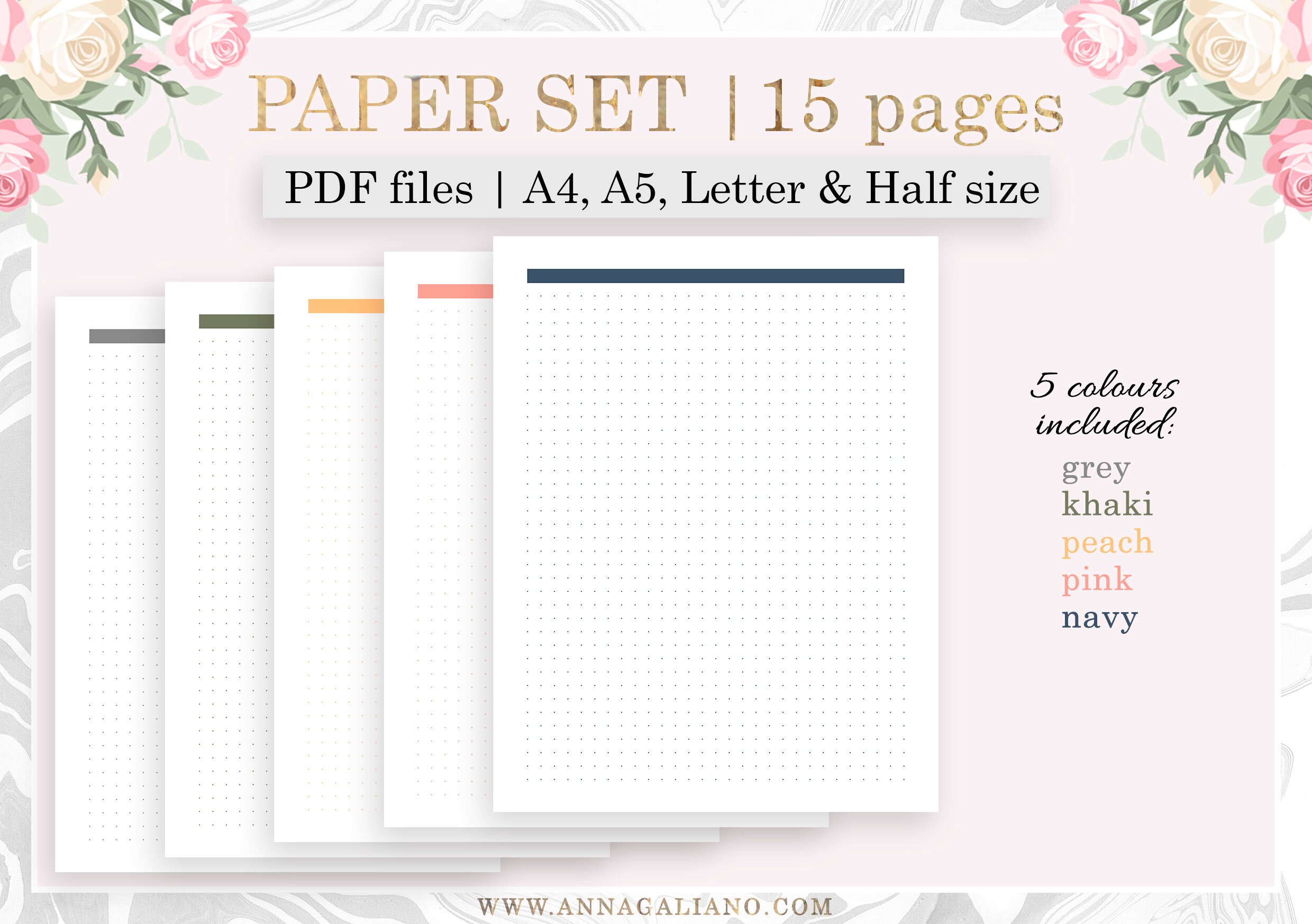 Bujo Printables, Dot Grid Paper, Lined, Grid Paper Set, Printable ...