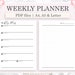 Weekly Planner Printable, Weekly Inserts, Undated Weekly Pages, Week on ...