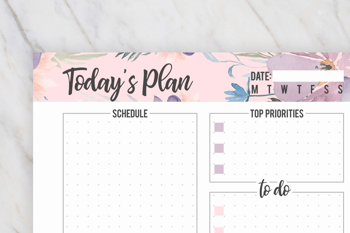 Daily Planner Printable, Daily Agenda, Day on One Page, Daily Pages ...