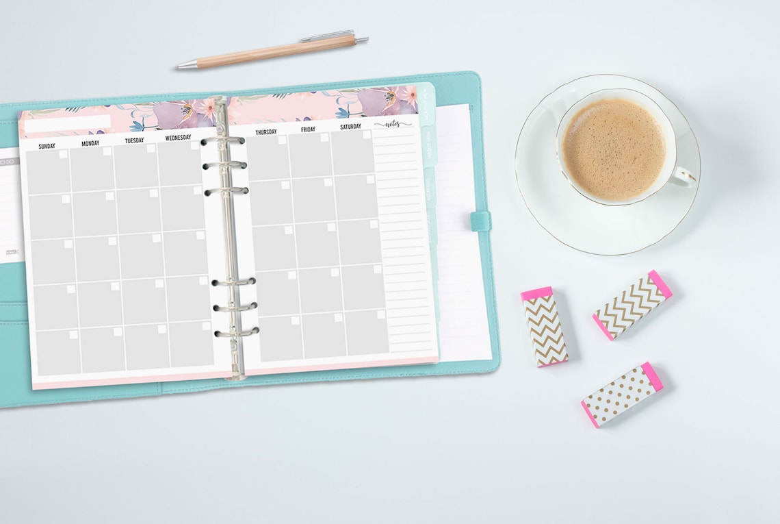 Monthly Planner Printable, Month on Two Pages, MO2P, Monthly Inserts ...