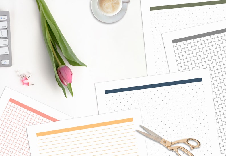 Bujo Printables, Dot Grid Paper, Lined, Grid Paper Set, Printable ...