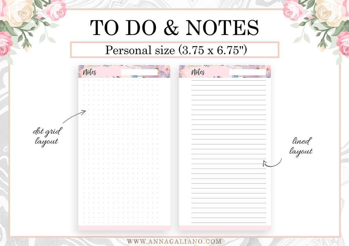 Personal Ring Planner, to Do List Printable, Notes Pages, Dot Grid ...