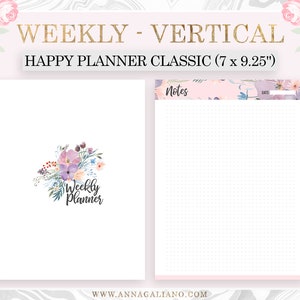 Weekly Vertical Planner Printable, Happy Planner Inserts Printable ...