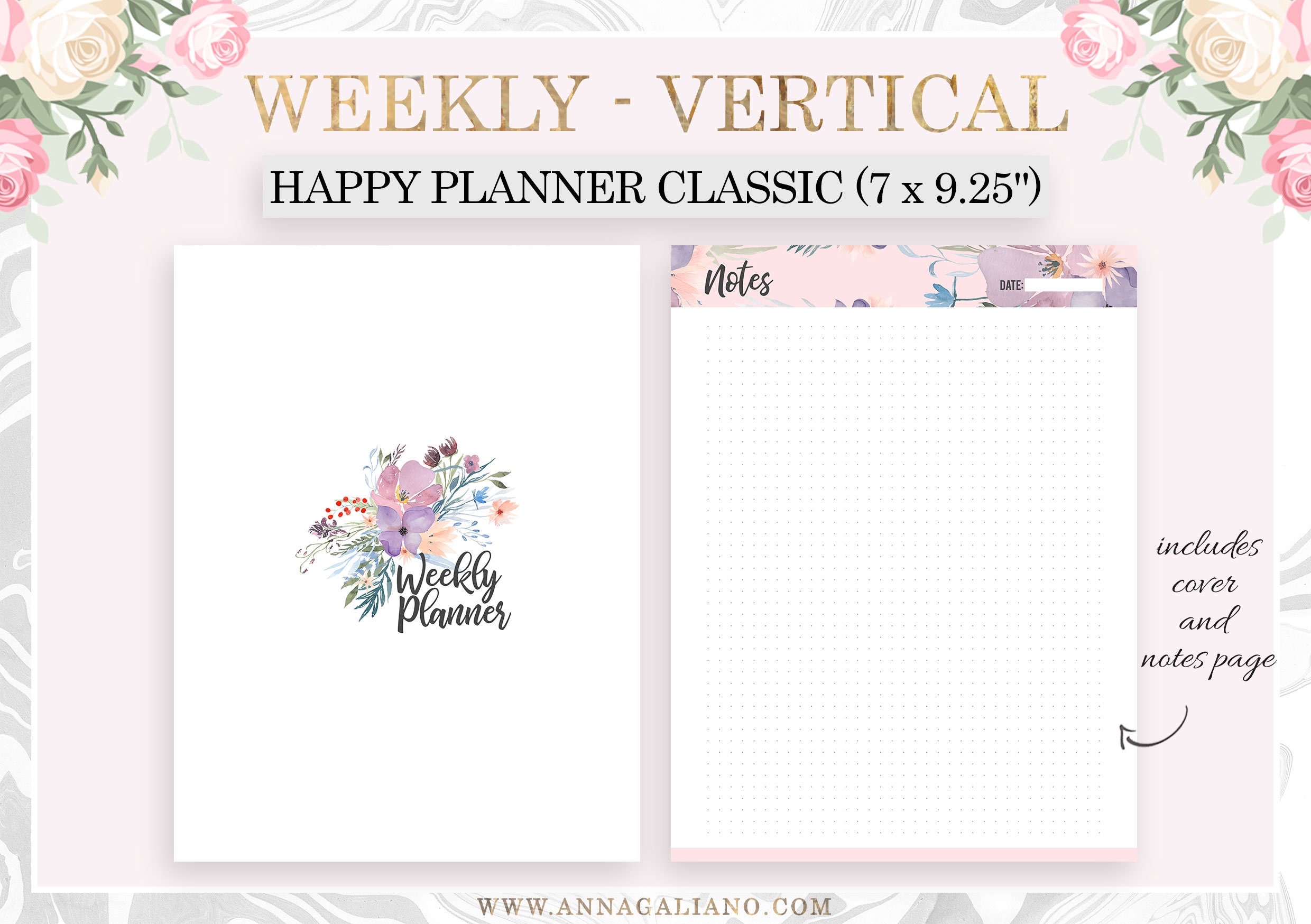 Weekly Vertical Planner Printable, Happy Planner Inserts Printable ...