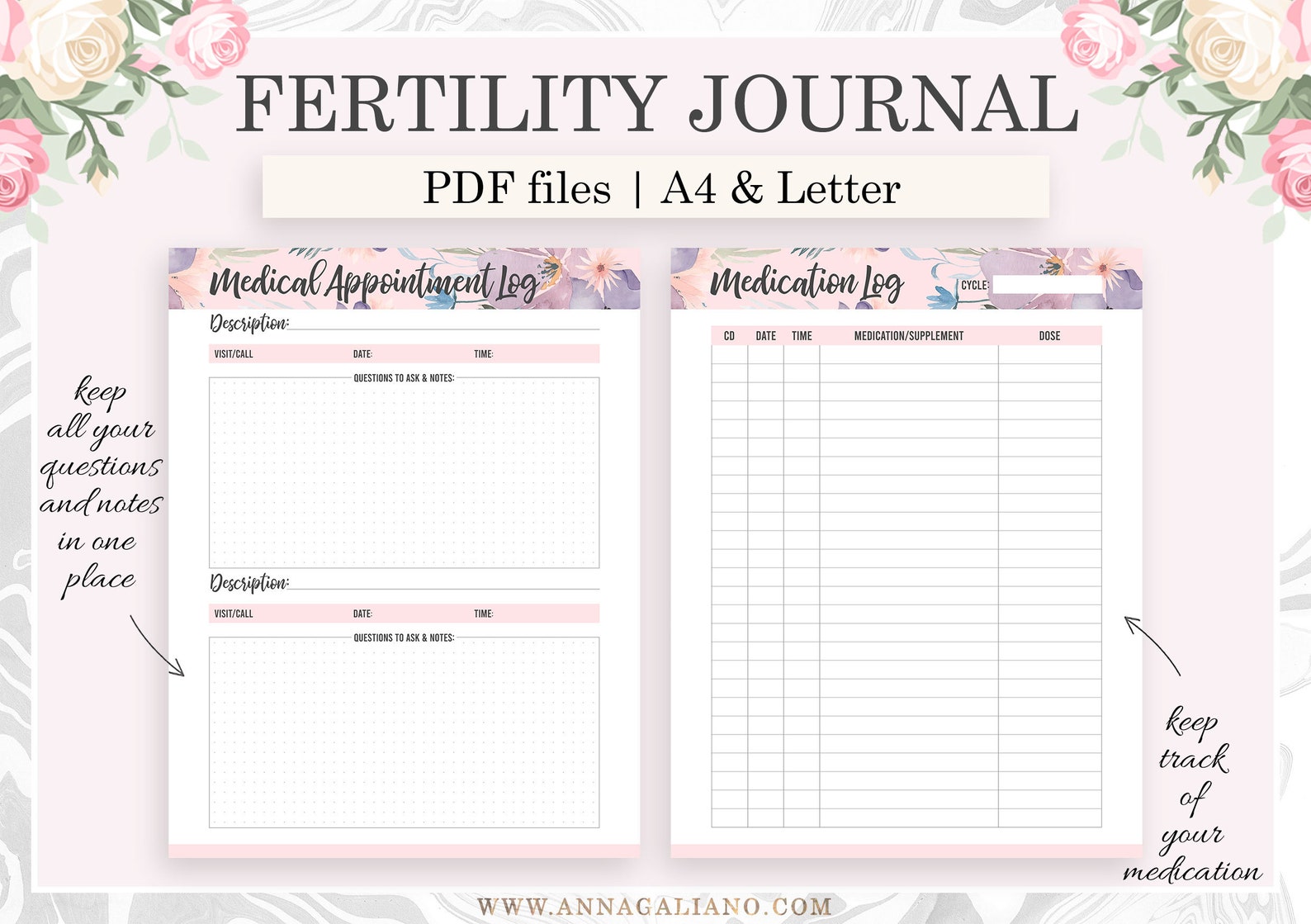 Fertility Journal Printable, Fertility Planner, TTC Planner, Ovulation ...