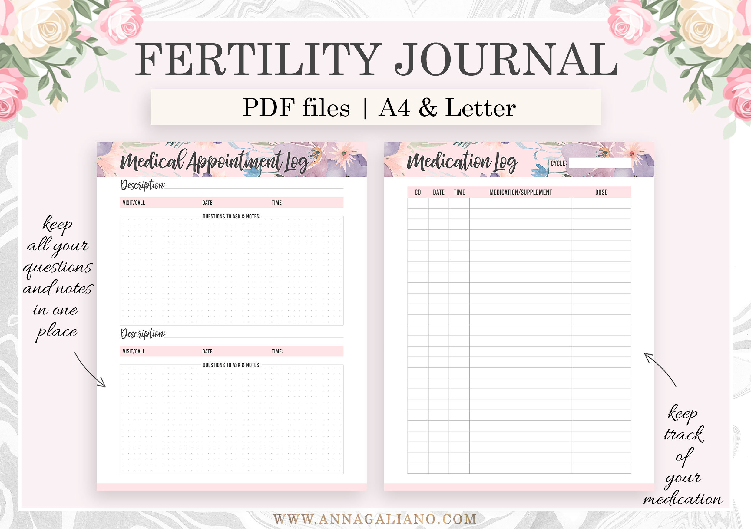 Fertility Journal Printable, Fertility Planner, TTC Planner, Ovulation ...