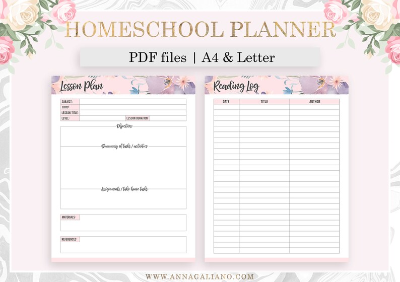Homeschool Planner Printable Lesson Planner Teacher Planner - Etsy