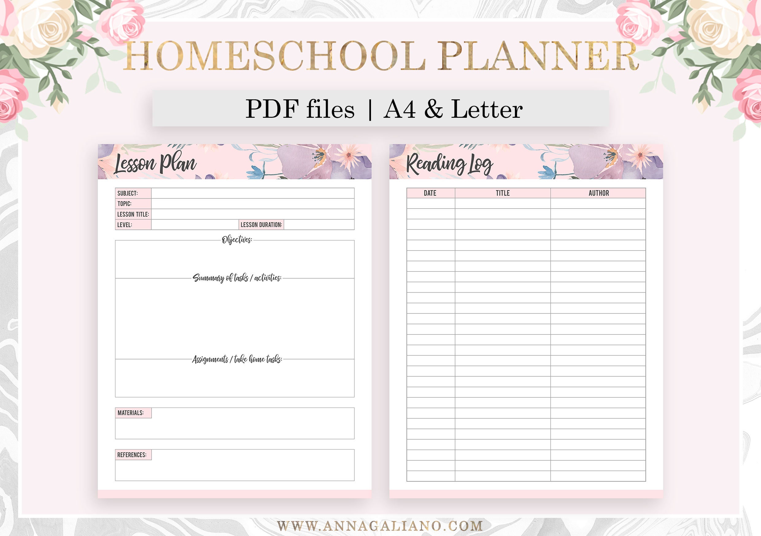 Homeschool Planner Printable Lesson Planner Teacher Planner | Etsy