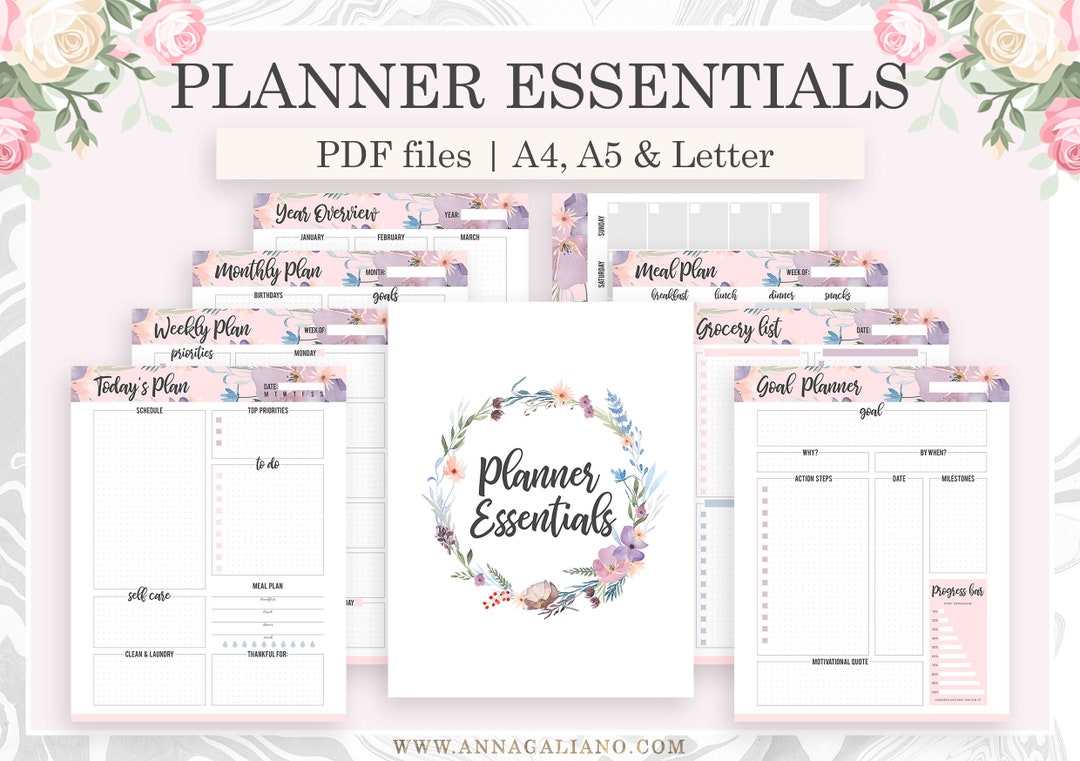 Planner Essentials, A5 Planner Inserts, Life Planner Printable ...