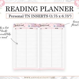Personal TN Inserts, Reading Planner, Reading Journal, Books to Read ...