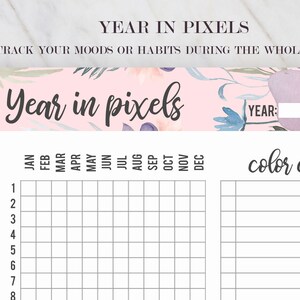 Year at a Glance, Year Overview, Year in Pixels Printable, A5 Planner ...