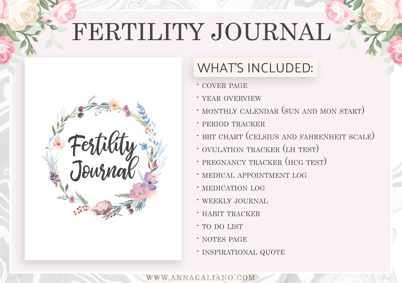 Fertility Journal Printable, Fertility Planner, TTC Planner, Ovulation ...