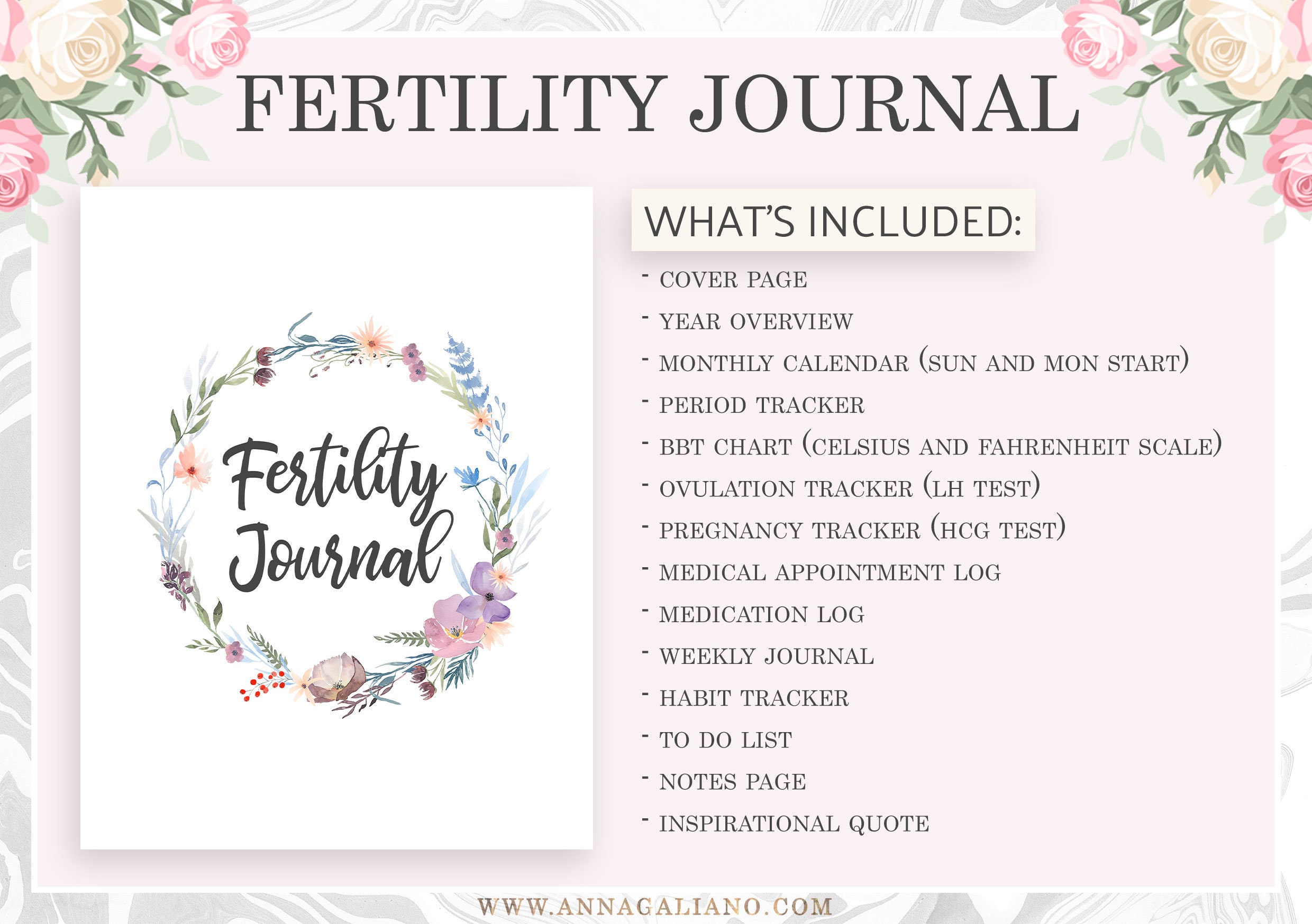 Fertility Journal Printable, Fertility Planner, TTC Planner, Ovulation ...