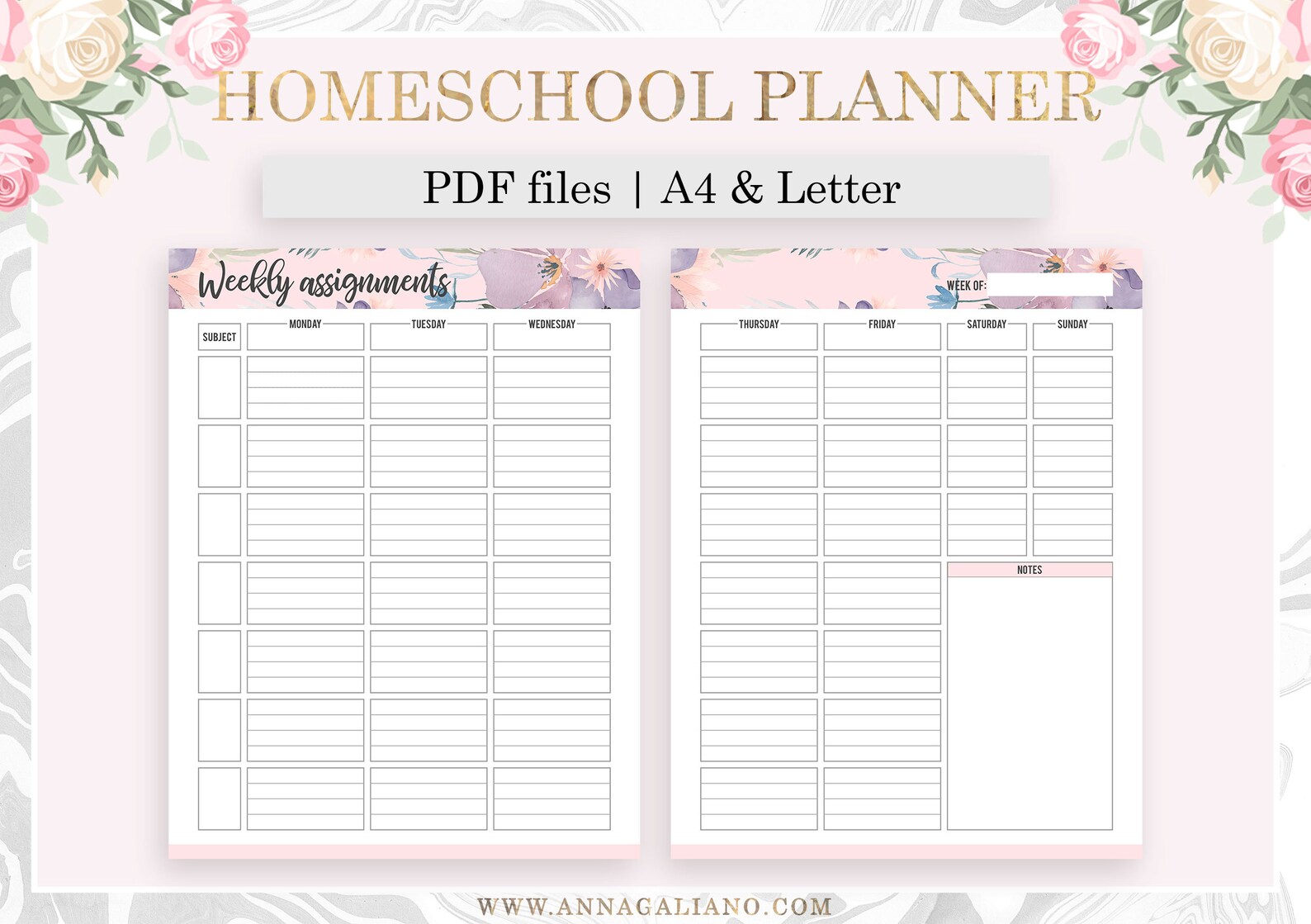 Homeschool Planner Printable, Lesson Planner, Teacher Planner, Weekly ...
