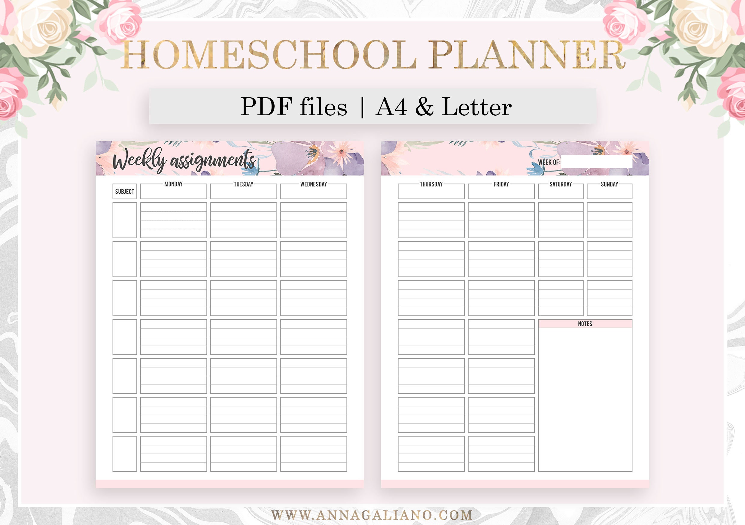 Homeschool Planner Printable Lesson Planner Teacher Planner - Etsy