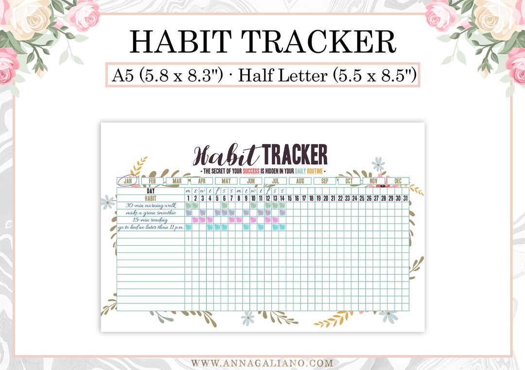 Habit Tracker Printable Daily Habits Planner Monthly Habits - Etsy