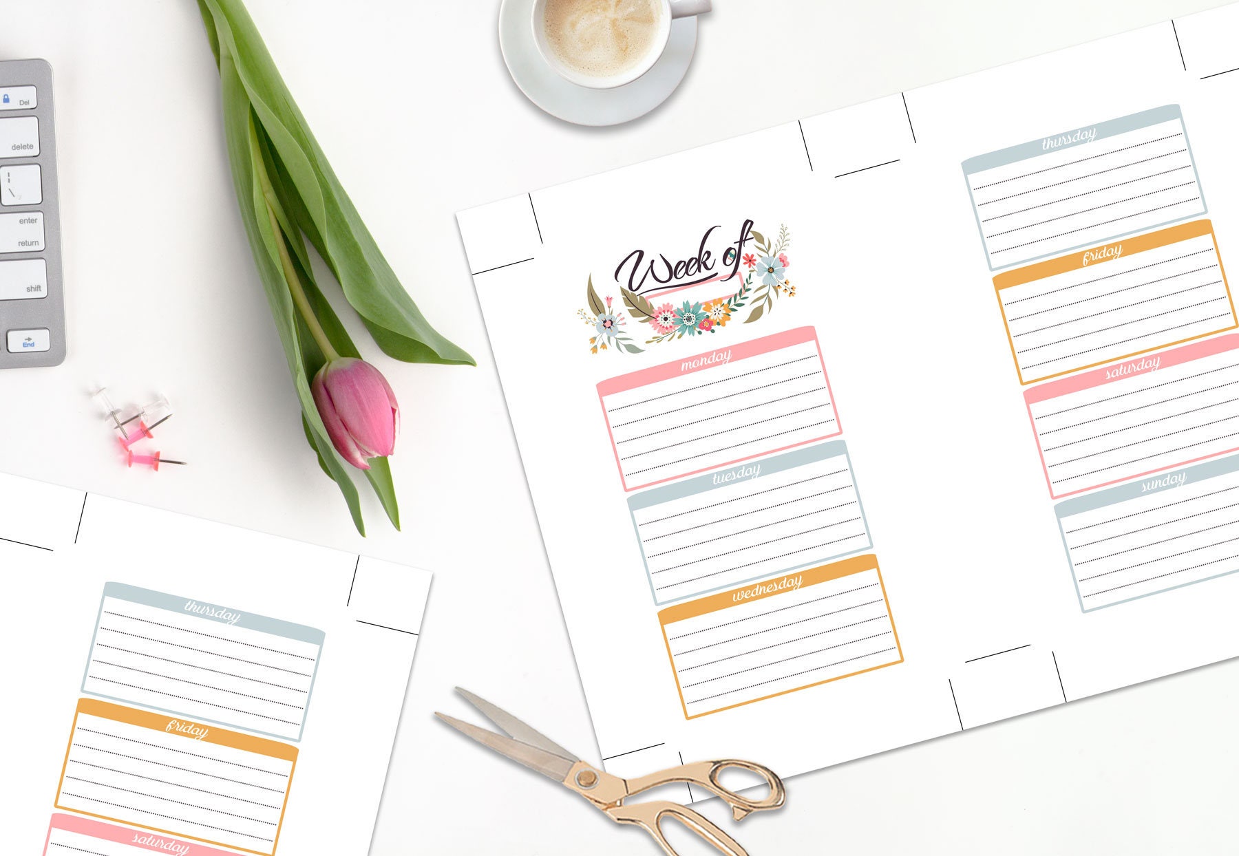 Personal Ring Planner Inserts, WO2P, Week on Two Pages, Undated Weekly ...