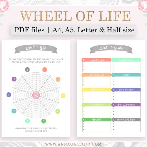 Level 10 Life Printable Wheel of Life Goal Planner Goal - Etsy