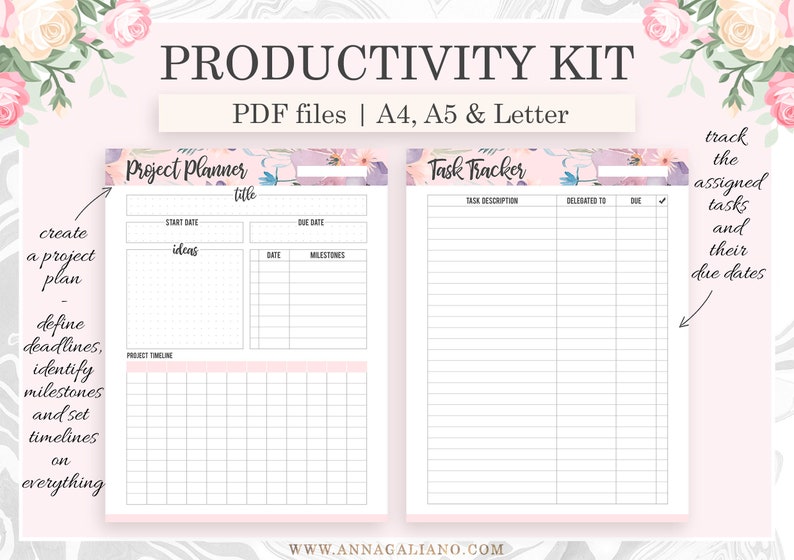 Productivity Planner Printable A5 Planner Inserts Project - Etsy