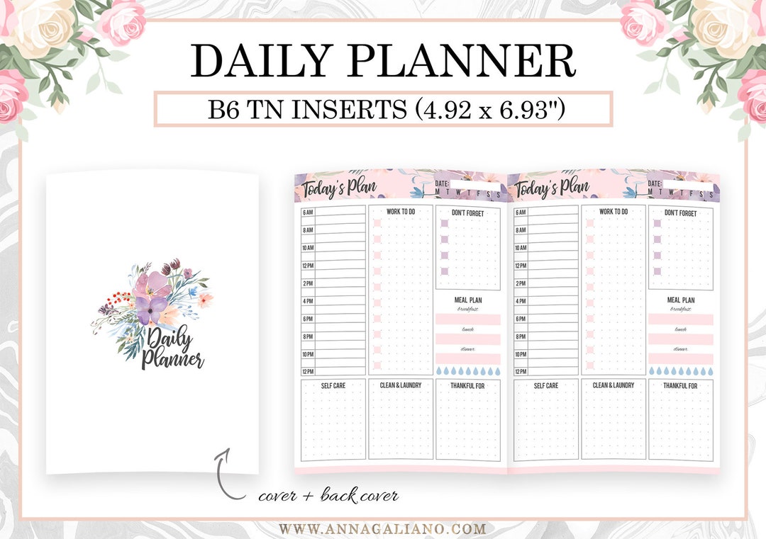 B6 Daily Planner, B6 TN Inserts, Undated B6 TN Inserts, Day on 1 Page ...