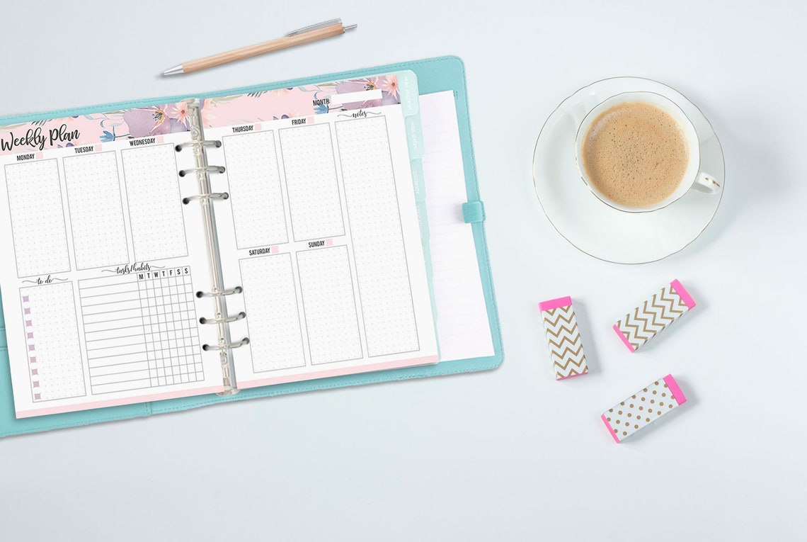 Weekly Planner Printable, Week on Two Pages, A5 Planner Inserts, Weekly ...