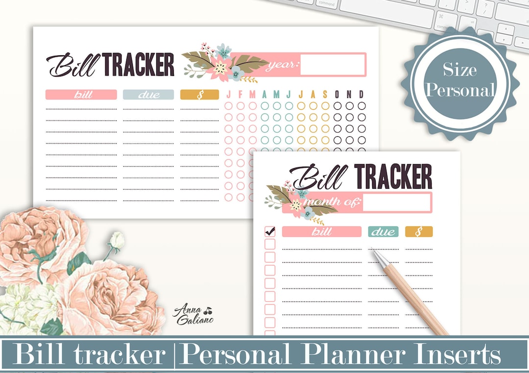 Printable Bill Tracker, Monthly Bill Payment Checklist, Annual Bill ...