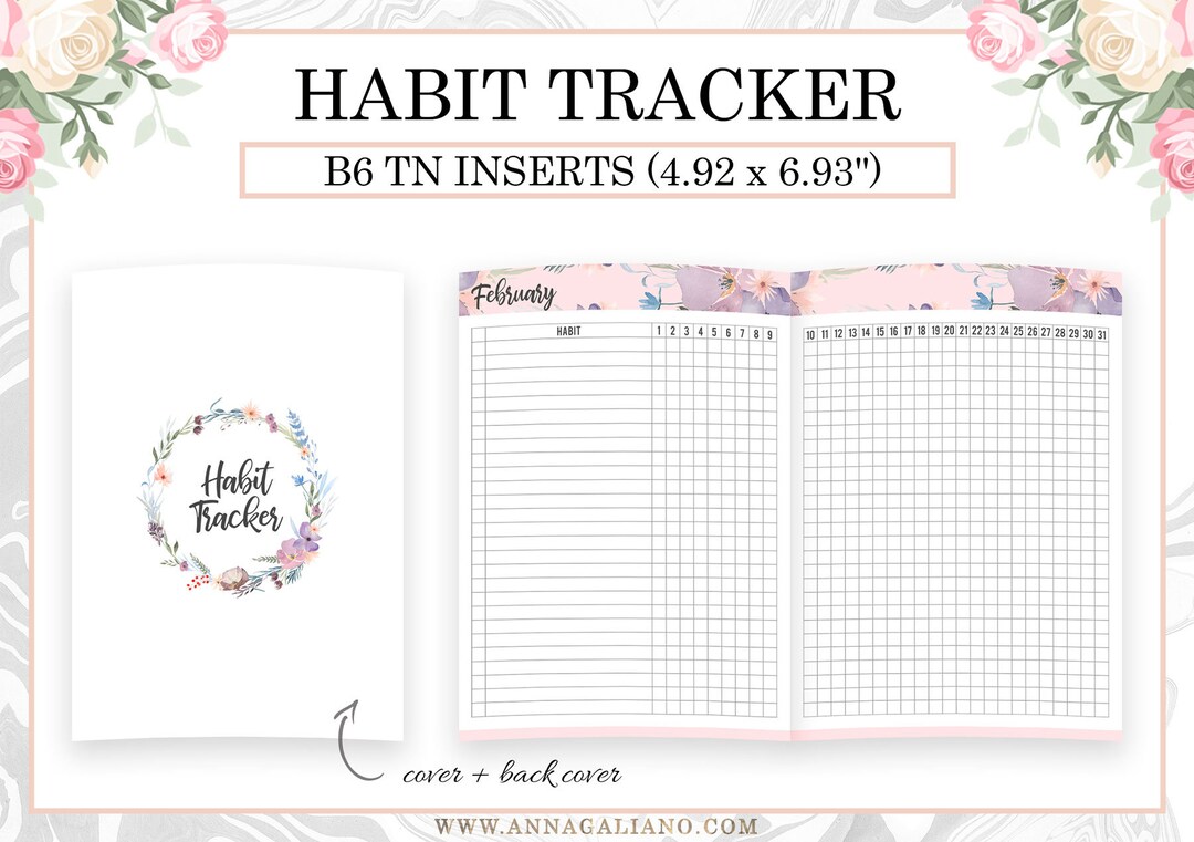 Habit Tracker Printable, B6 TN Inserts, B6 Habit Tracker, Printable Travelers Notebook Inserts ...