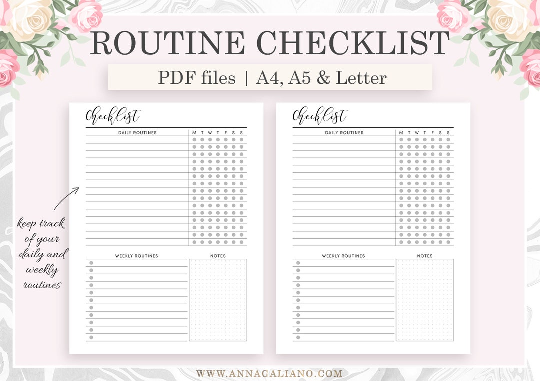 Checklist Printable, Daily Routine, Weekly Routine Chart, Daily Rituals ...