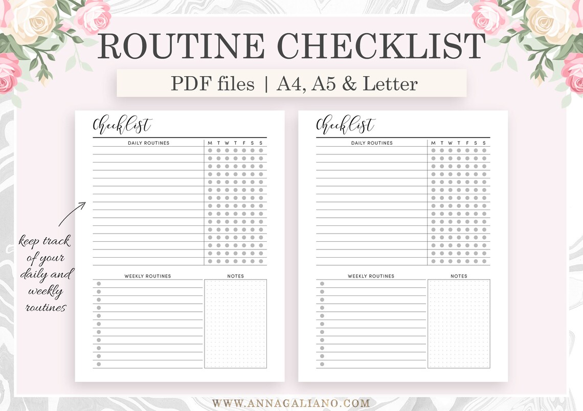 Checklist Printable, Daily Routine, Weekly Routine Chart, Daily Rituals ...