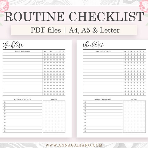 Checklist Printable Daily Routine Weekly Routine Chart - Etsy