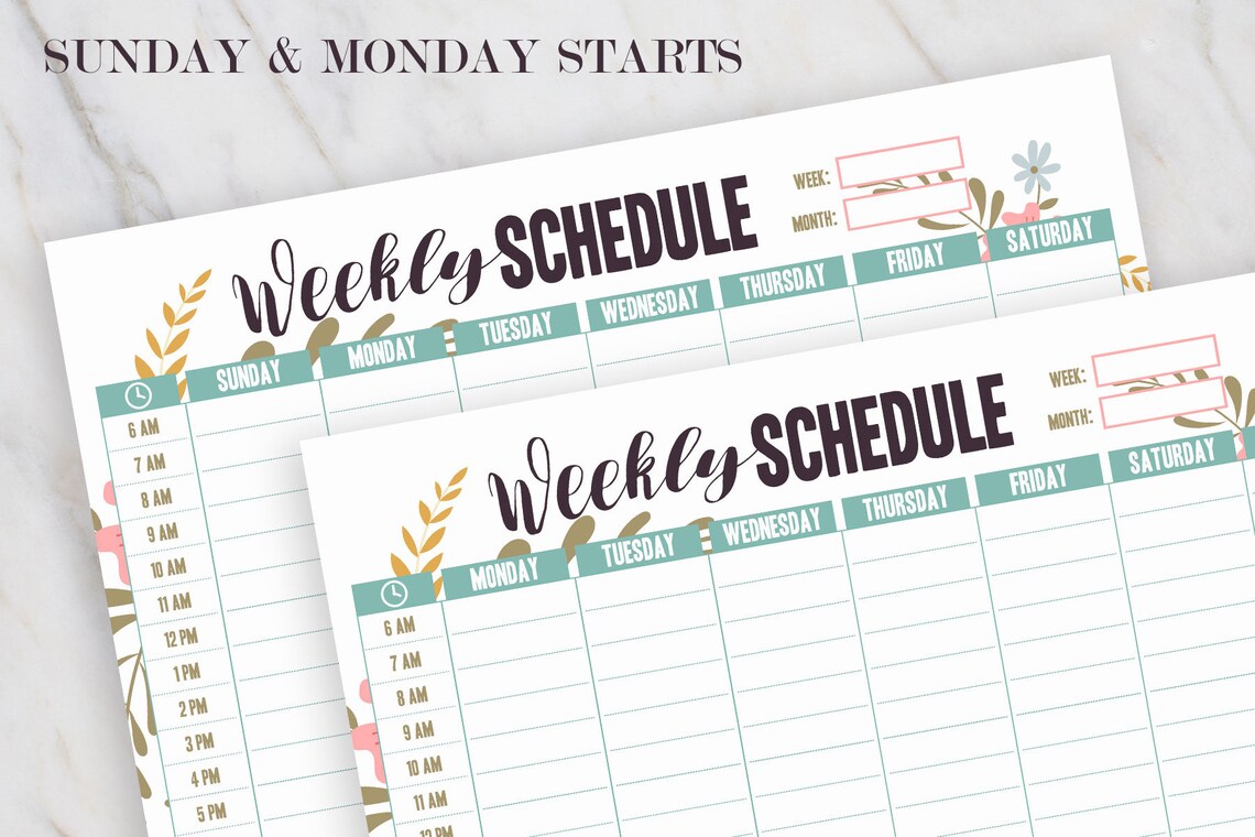 Weekly Schedule Printable, Student Hourly Planner, Weekly Organizer ...