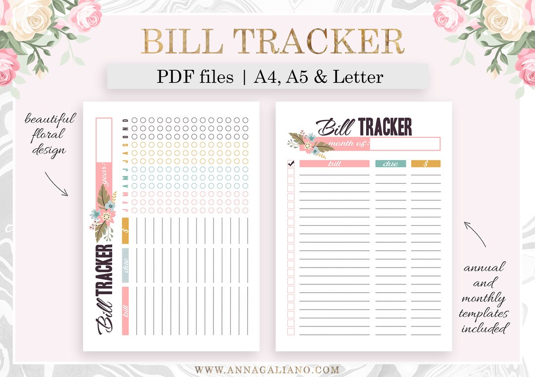 Bill Tracker Printable, Bill Checklist, Monthly Bill Payment Checklist ...