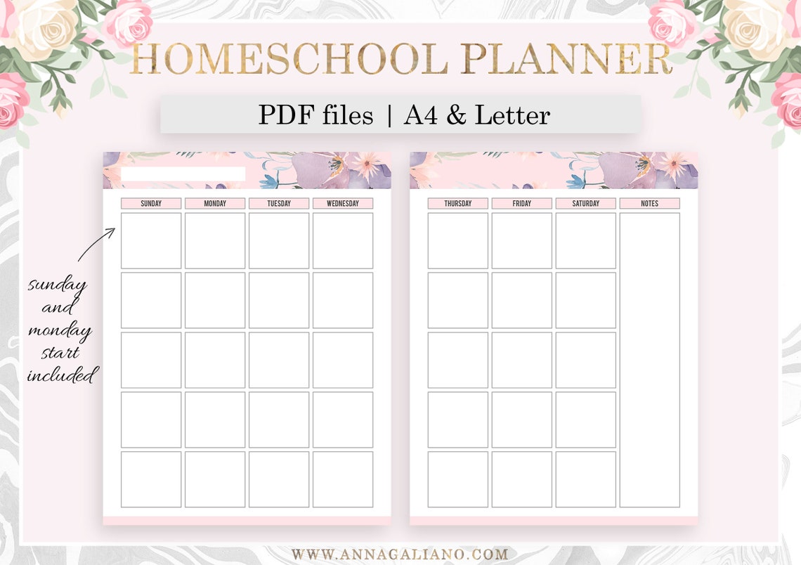 Homeschool Planner Printable, Lesson Planner, Teacher Planner, Weekly ...