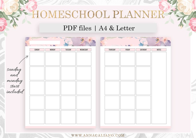 Homeschool Planner Printable Lesson Planner Teacher Planner - Etsy