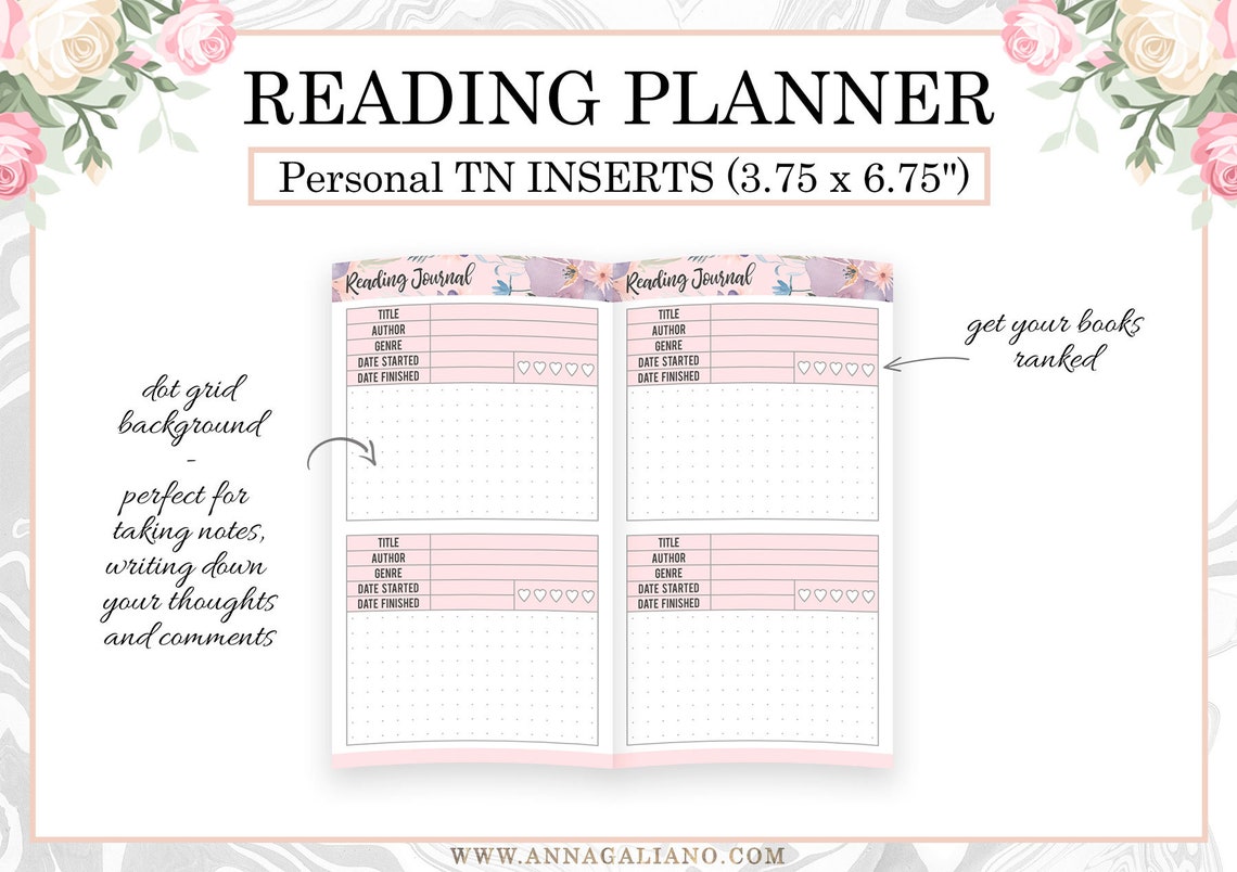 Personal TN Inserts, Reading Planner, Reading Journal, Books to Read ...