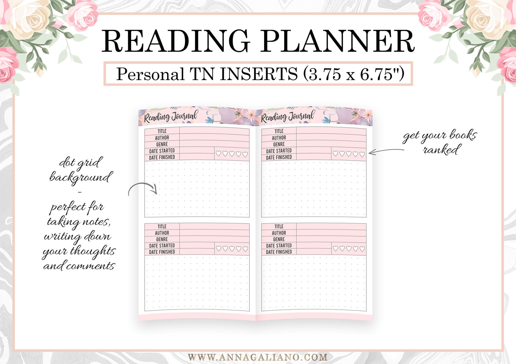 Personal TN Inserts, Reading Planner, Reading Journal, Books to Read ...