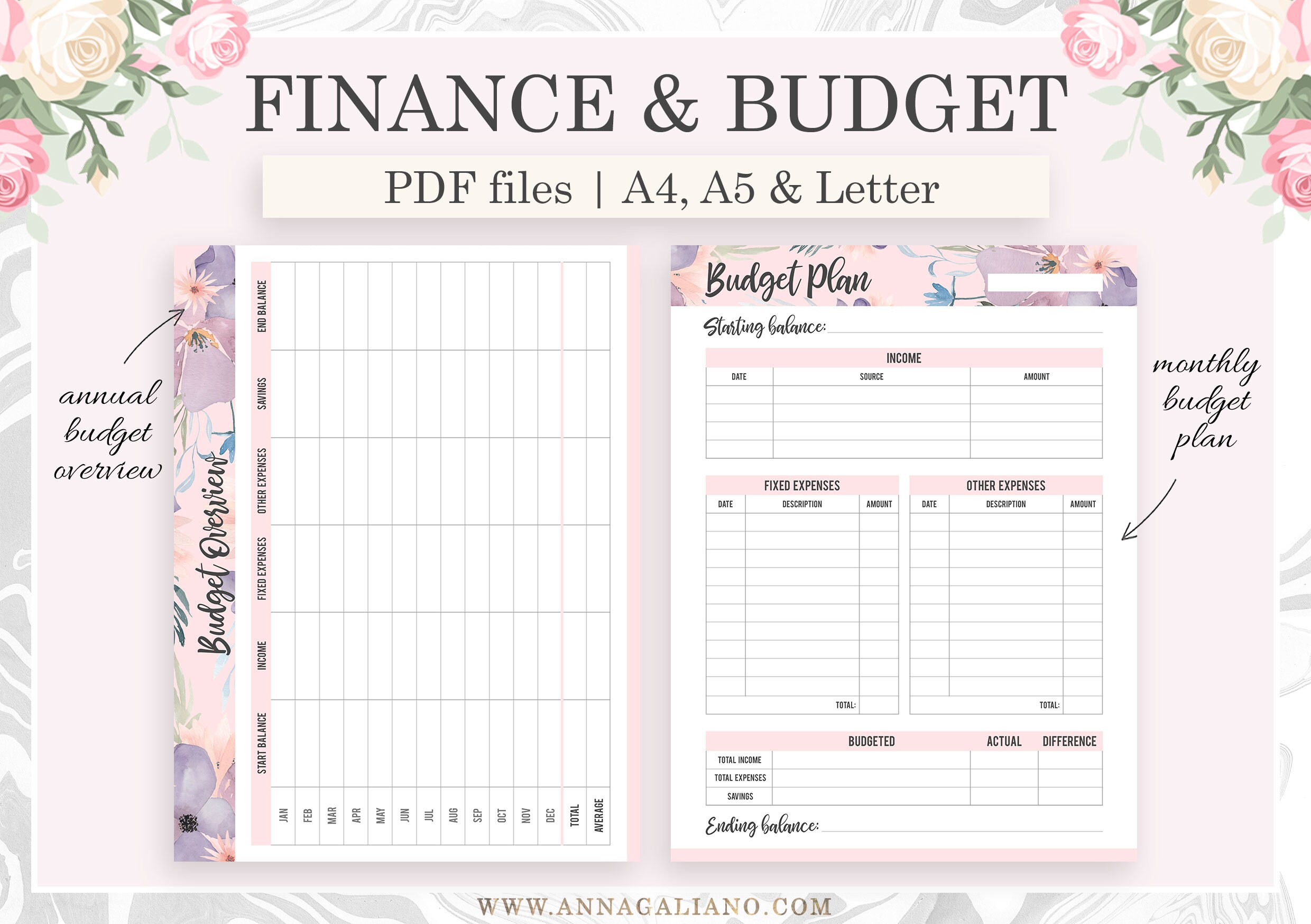Financial Planner Printable, A5 Planner Inserts, Budget Planner ...