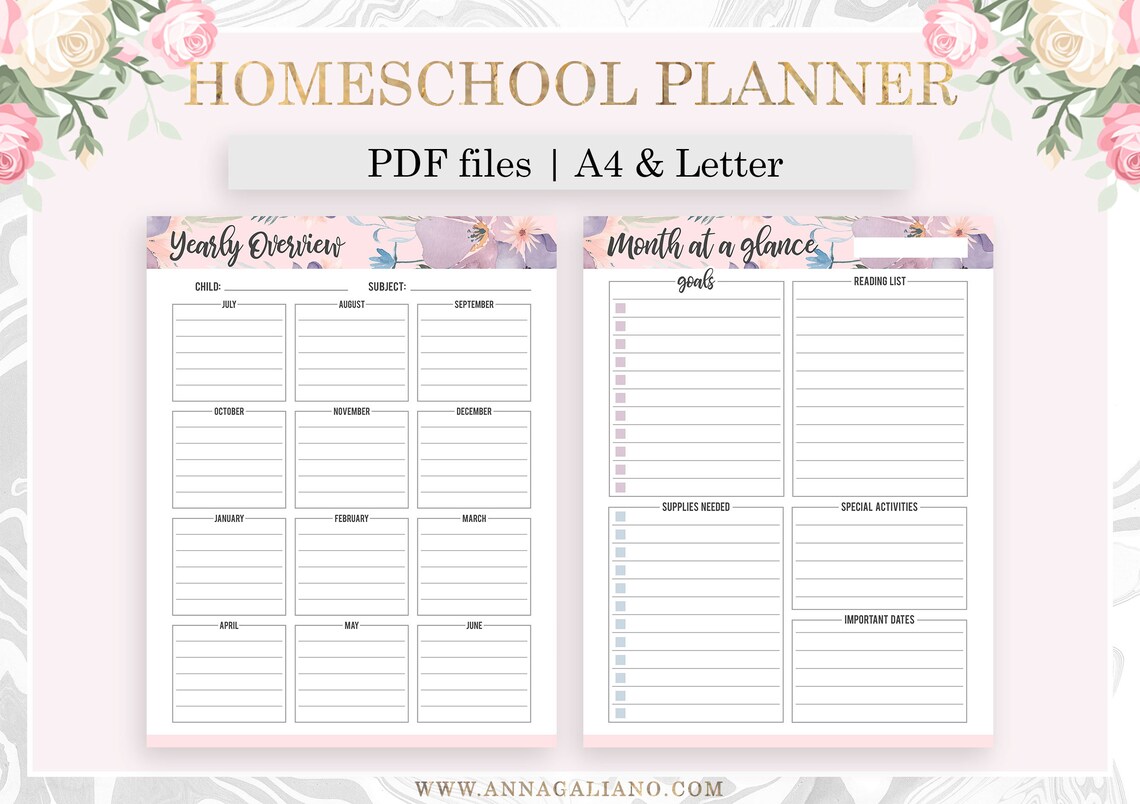 Homeschool Planner Printable, Lesson Planner, Teacher Planner, Weekly ...