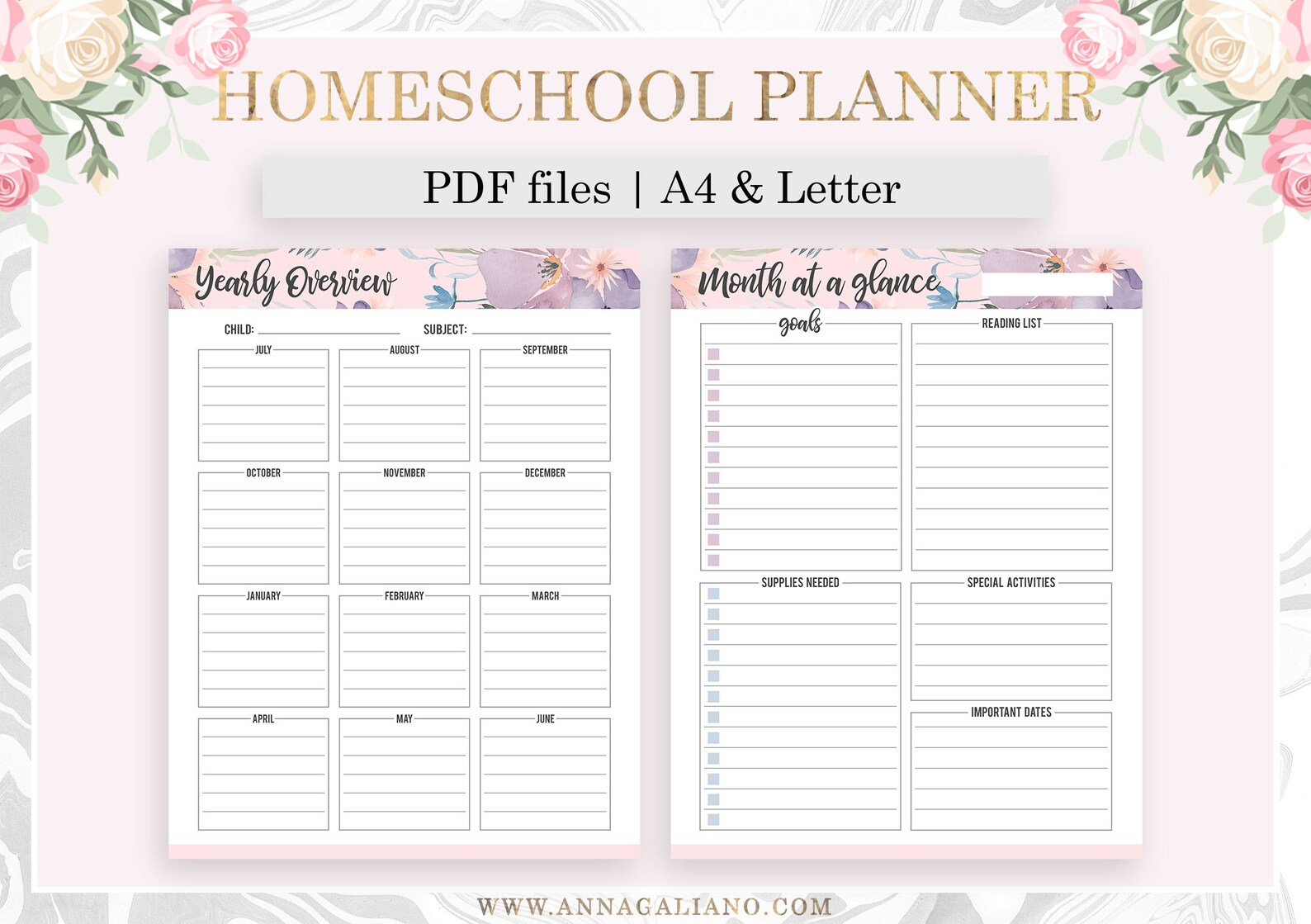 Homeschool Planner Printable Lesson Planner Teacher Planner - Etsy