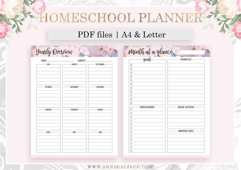 Homeschool Planner Printable, Lesson Planner, Teacher Planner, Weekly ...