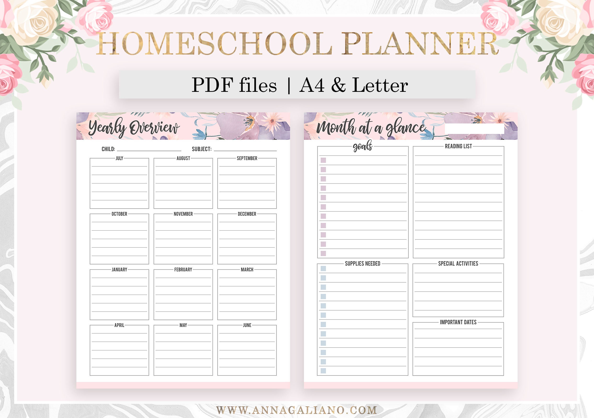 Homeschool Planner Printable, Lesson Planner, Teacher Planner, Weekly ...