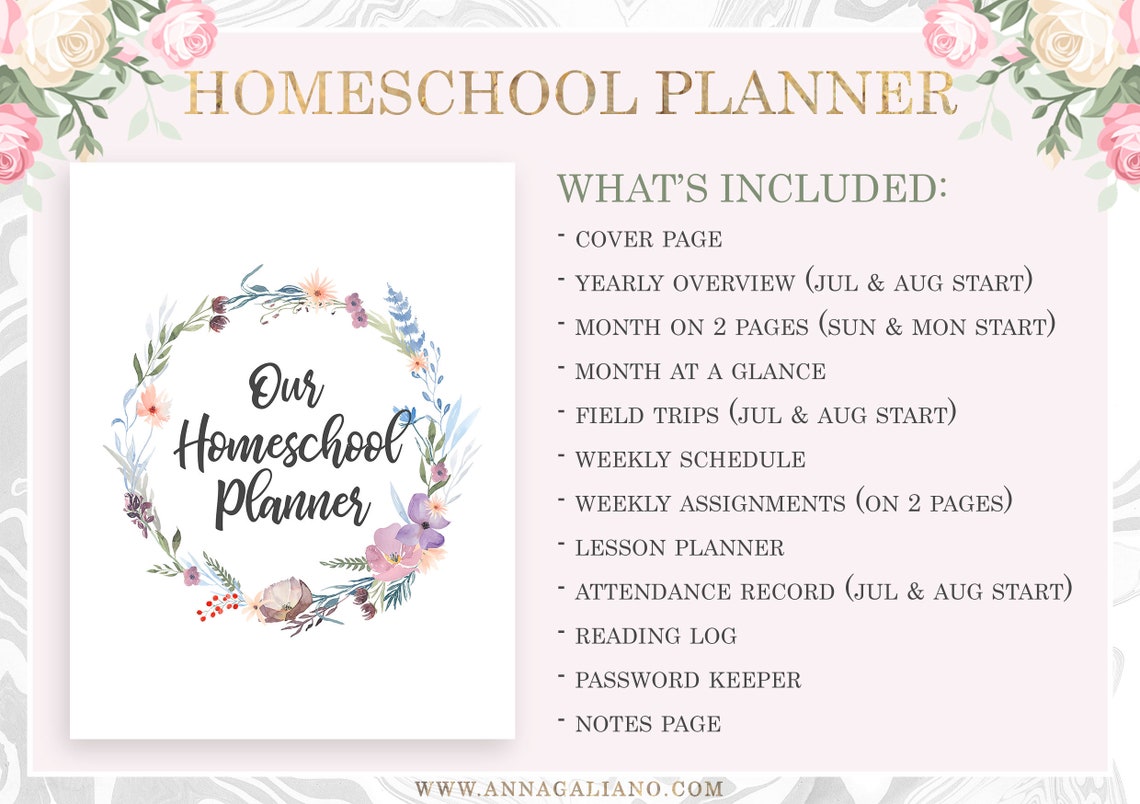 Homeschool Planner Printable Lesson Planner Teacher Planner | Etsy