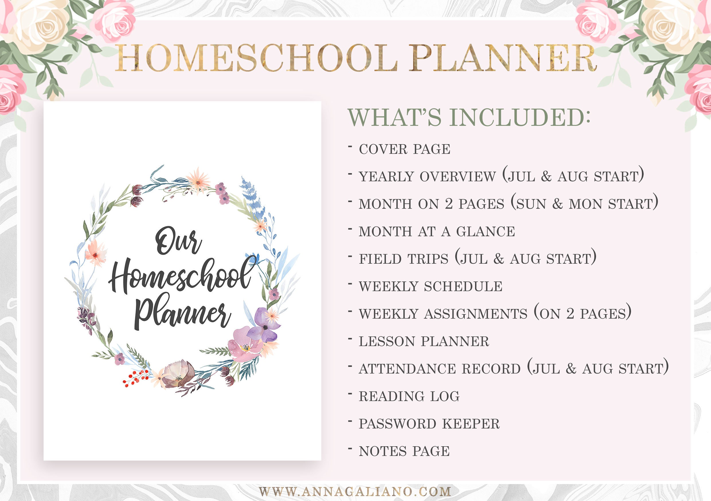 Homeschool Planner Printable Lesson Planner Teacher Planner | Etsy