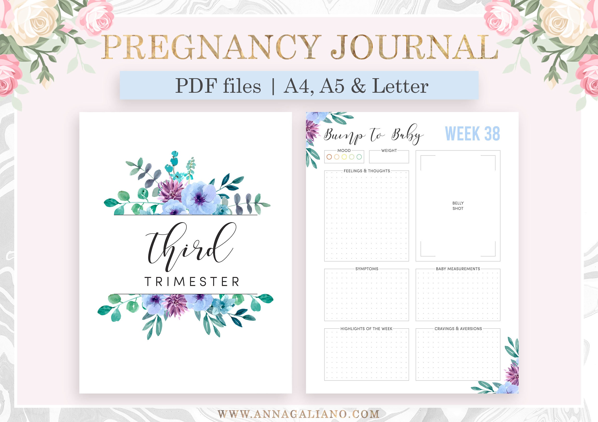 Pregnancy Journal Printable, Pregnancy Planner, Mommy to Be Gift, Baby ...